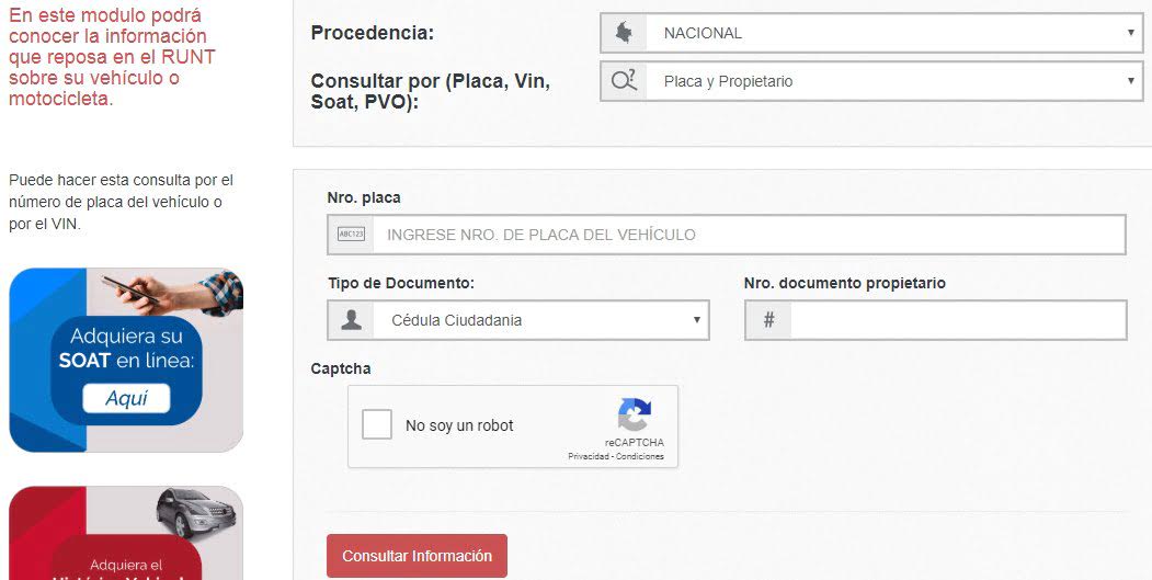 RUNT por placa: Consulta como acceder a los datos de tu vehículo